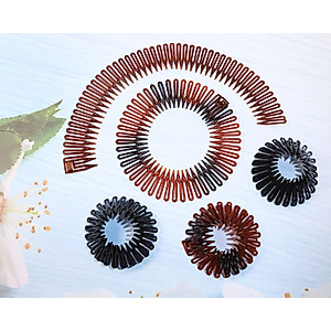 PENTA ANGEL Stretch Hair Combs 6Pcs Flexible Plastic Full Circular Circle Comb Headband Hair Wrap Holder Hairband for Women (Classic Style)