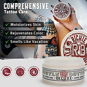 Hustle Butter Tattoo Aftercare Tattoo Balm Value Size 2pk For New & Older Tattoos - Safe While Healing - Essential Tattoo Supplies Vegan Tattoo Lotion No-Petroleum