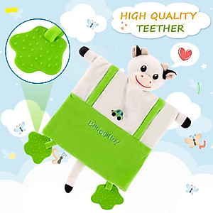 ush Baby Rattle Toys for Babies 0-6 Months Soft Baby Toys Stuffed Animal Plush Rattle Newborn Sensory Toys Newborn Infant Security Blanket Loveys Small Animals Doll（Cow）