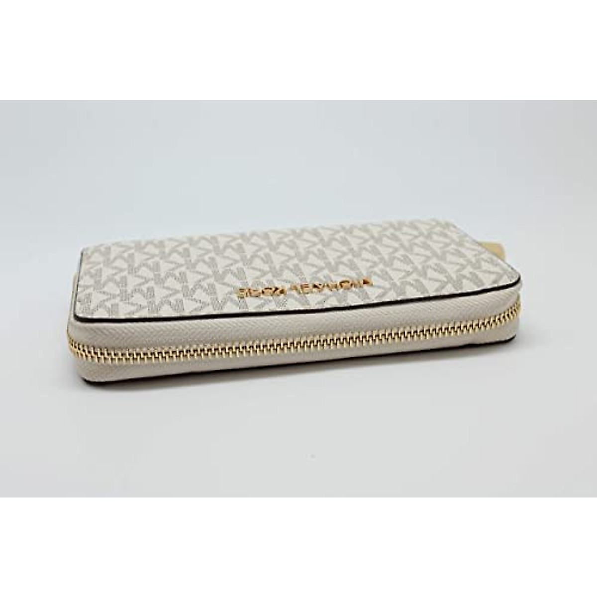 Michael Kors Jet Set Travel Large Flat Multifunction Phone Case Wristlet (Vanilla/Dark Acorn)
