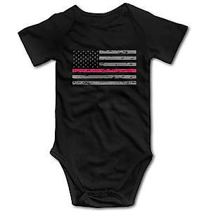 NEWBABY Firefighter Thin Red Line American Flag Baby Short Sleeves Bodysuit for 0-24m Baby ¡­