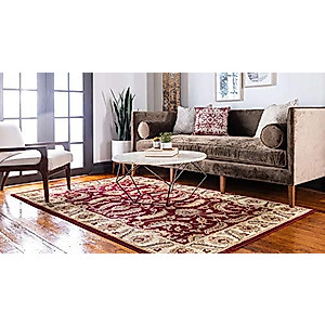 Unique Loom Voyage Collection Traditional Oriental Classic Intricate Floral Design Area Rug, 4 ft x 6 ft, Red/Ivory