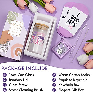 Engagement Gifts for Her Women, Bridal Shower Gifts for Bride to Be, Bachelorette Gifts for Bride Future Mrs, Fiance Gifts for Women, Newly Engaged Gifts Basket w/ 16Oz In My Engaged Era Can Glass Cup