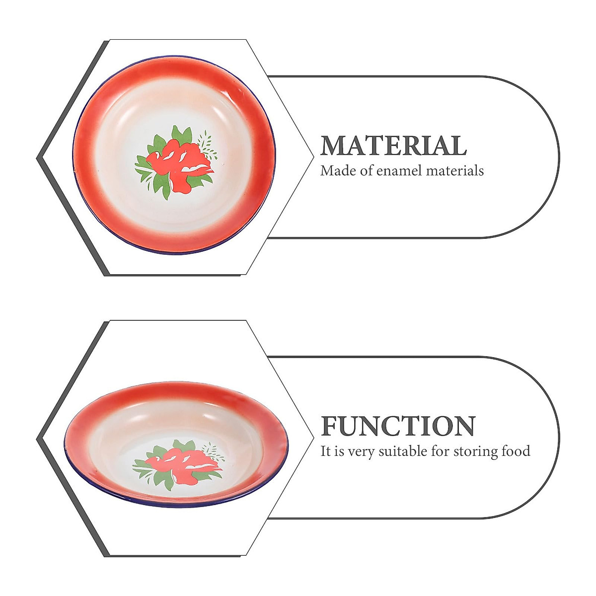 Hemoton 9 pcs Vintage Enamel Plate Fruit Plate Enamel Fruit Platter Vintage Salad Plate Enamel Washing Platter Vintage Enamelware Serving Platter Random Pattern