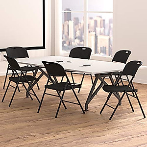 Amazon Basics Folding Plastic Chair with 350-Pound Capacity - Black, 6-Pack