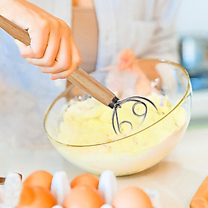 Dkoyied Danish Dough Whisk Large Bread Whisk 13 Inches Premium Stainless Steel Dough Whisk Traditional Dutch Style Bread Dough Whisk, Whisking Tool with a Cleaning Brush