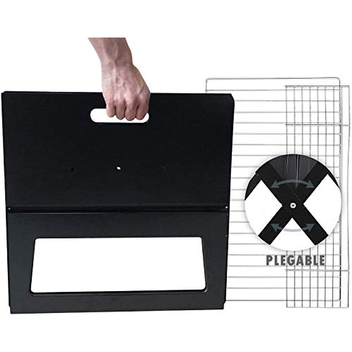 Elly Portable Design Handy and Lightweight Briefcase Easy to Clean. Ideal for Outdoor Barbecue, Camping 19.5x12x16 Foldable Grill, Black