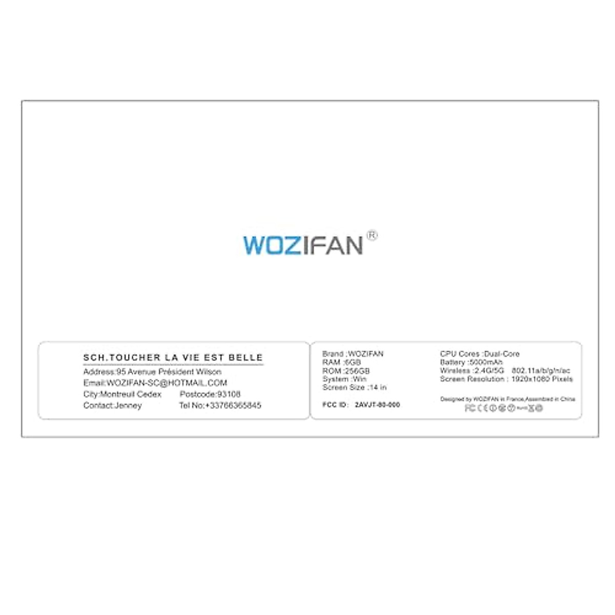 WOZIFAN 14" Laptop 6GB RAM 256GB SSD Traditional Laptops Computer Win 11 Full Metal 2.4G+5G WiFi BT 4.2 1920x1080 FHD with Wireless Mouse for Work Study Entertainment-Blue