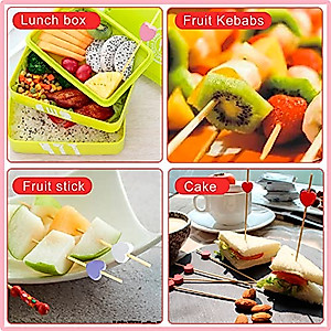 YSSAI 200 Counts Heart Shaped Cocktail Picks Heart Fancy Toothpicks 4.7 Inch Handmade Bamboo Cocktail Skewers Sticks for Valentine's Day Wedding Mother's Day Festival Party Favor Red Pink Purple White