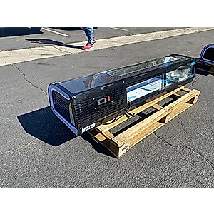 Refrigerated Sushi Display Cooler Case Countertop Black Color-53" Commercial Refrigerator NSF Restaurant Curved Glass Sashimi Roll Showcase 52 Liter Japanese Style 5 pan Deli Display Case -RTS52B