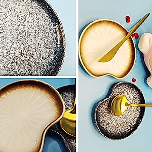 NJLJOM 2 Pack Ceramic Spoon Rest For Stove Top, Heat-Resistant Utensil Rest for Kitchen Counter, Coffee Spoon Rest, Dessert Plates，Small Serving Plates, Kitchen Accessories (Light Color)