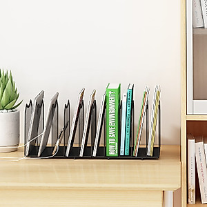 Simple Trending 2 Pack Mesh Desktop File Sorter Organizer, 5-Section Bookshelf for Desk Home Office, Black