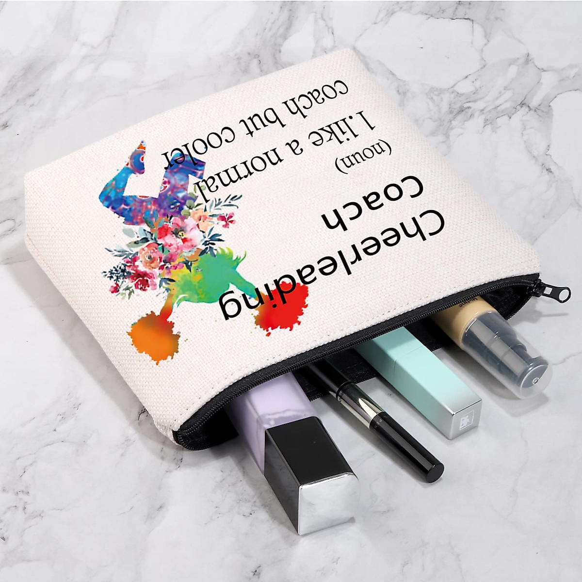 VAMSII Cheer Coach Gifts Cheerleading Coach Makeup Bag Thank You Gift for Cheer Coach Cheerleader Cosmetic Travel Pouch (Cheer Coach Bag)