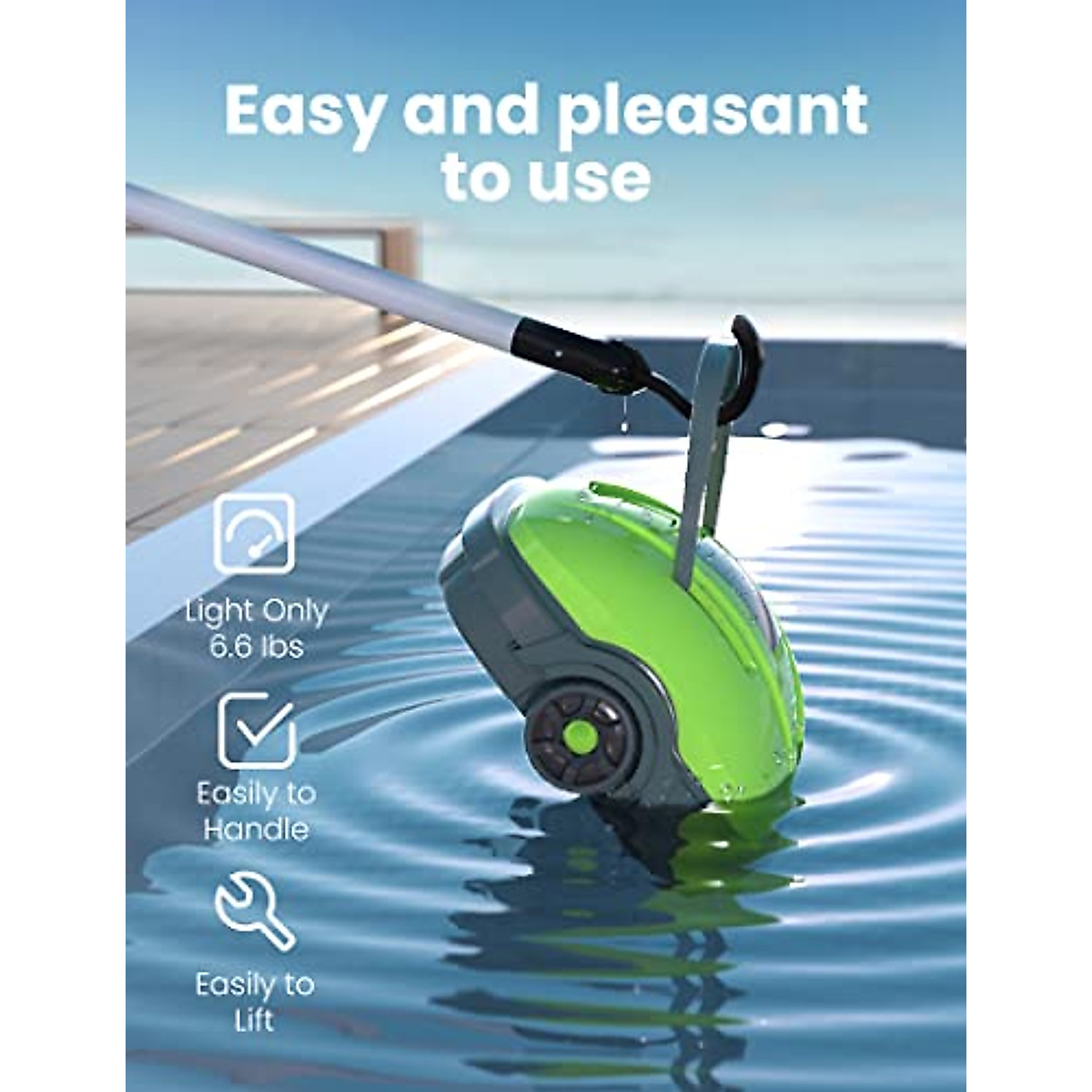 WYBOT Cordless Robotic Pool Cleaner, Automatic Pool Vacuum, Powerful Suction, Dual-Motor, Ideal for Above/In Ground Flat Pool Up to 525 Sq.Ft -Osprey200 (Green)