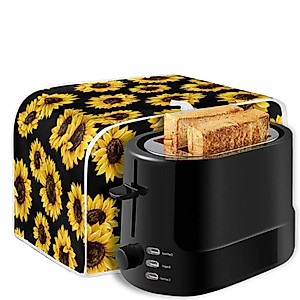 FOR U DESIGNS Bread Machine Cover Yellow Sunflowers Print Toaster Oven Cover Fashion Durable Bread Maker Cover Toaster Dust Cover 2 Slice Kitchen Small Appliance Covers Washable