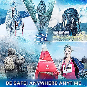 SLFORCE Emergency Blankets for Survival, 4 Pack of Gigantic Space Blanket. Comes with Four Extra-Large Mylar Blankets, Compass, and Zipper Bag. The Best Thermal Space Blankets (4, Green, Extra Large)