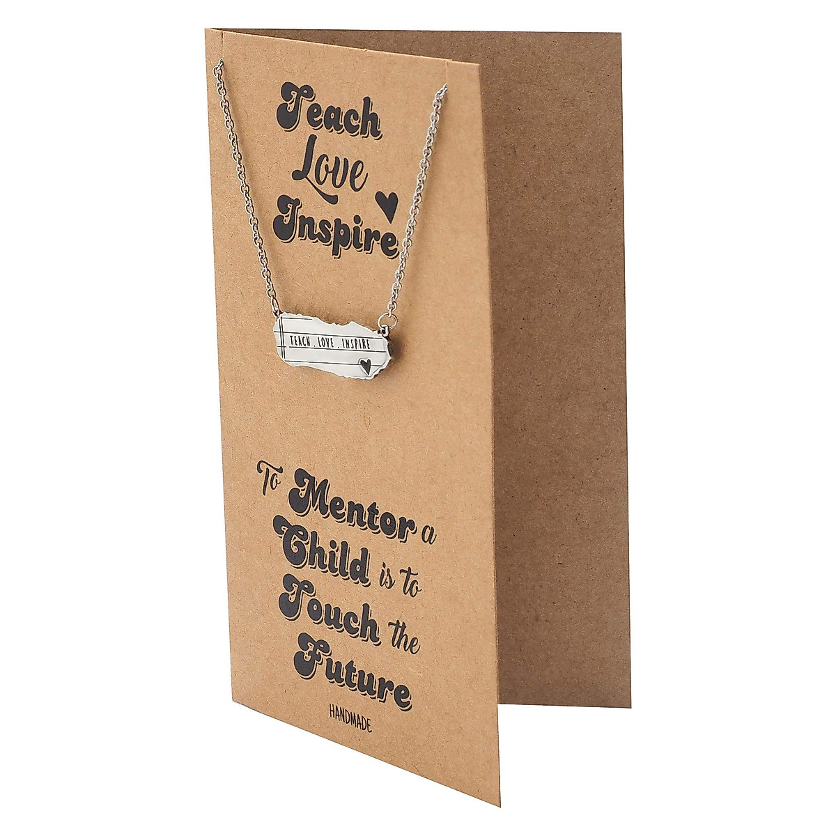 quan jewelry Beautiful Bar Necklace with Pendant, Gift for Teachers, comes with Motivational and Inspirational Quote Greeting Cards