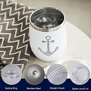 silichee 12 Oz Stainless Steel Stanley Cup with Lid Sea Anchor from Ornate Ornaments Curls Template Isolated White Insulated Tumblers Vacuum Coffee Mugs for Hot and Cold Drinks,Coffee,Wine