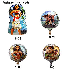 ALLPICK 5PCS Moana Mylar Balloons For Kids Birthday Baby Shower Moana Themd Party Decorations