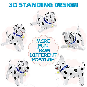 4D Animal Dog Airwalker Walking Balloons Standing Pet Puppy Dog Balloon Dalmatian Balloon For Party Supplies Birthday Decoration, 4 pcs 21'' Self-Stand Doggy Mylar Foil Balloons