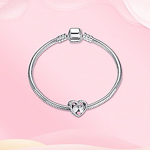 Annmors Love Heart Charm 925 Sterling Silver for Woman Beads Gifts for Women Bracelet&Necklace