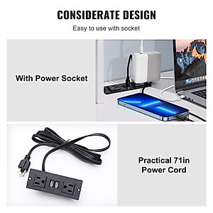 VEVOR Floating Wall Mount Computer Desk Socket and 70.9 in (1.8 m) Power Cord for Home Office, Space Saving with Storage Shelves and Cubby, White