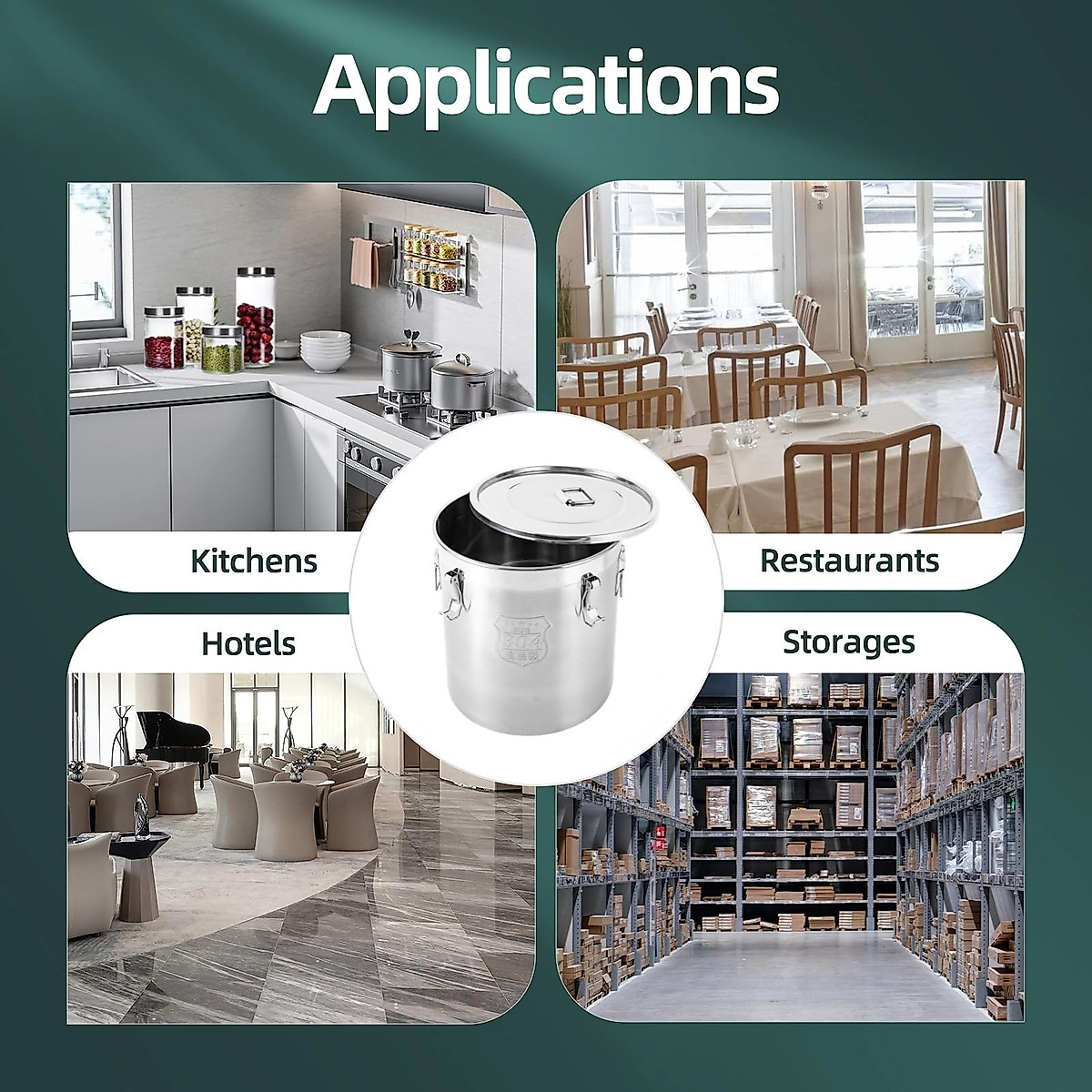 LyeXD 48L Stainless Steel Airtight Canister, Food Storage Containers with Lids Airtight Rice Cereal Grain Container Storage Box, Kitchen Canisters Metal Food Canisters Container for Rice, Grains, Oil