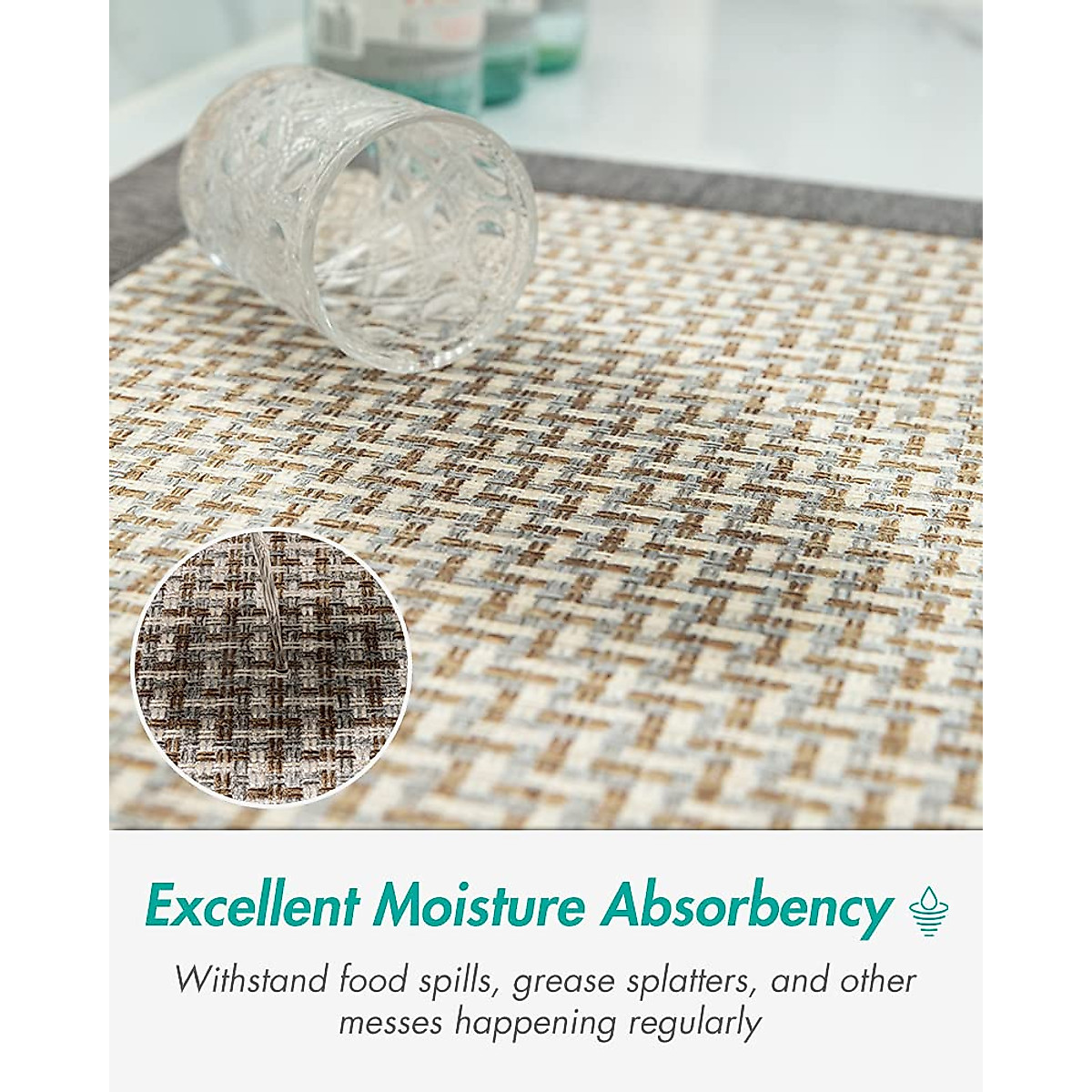 SUPENUIN Kitchen Rugs Washable, Kitchen Floor Mats for in Front of Sink Absorbent Kitchen Mat, Kitchen Area Rugs Non Skid Washable, Runner Rugs for Kitchen Floor