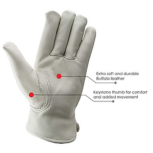 Illinois Glove Company HW2600M Grain Pigskin Fleece Lined Glove M Palomino, Genuine Smooth Grain Pigskin Leather Work Gloves, Fleece-Lined for Warmth, Shirred Elastic Back