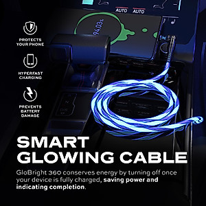 Statik GloBright 360 Magnetic Charging Cable, Light Up Charging Cable, Magnetic USB C Charging Cable, LED Charging Cable, Magnetic Charger Cable, Glowing Light Up Phone Charger Cord 6FT/2M