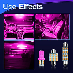 NTNEV 24PCS LED Interior Replacement Bulbs, Interior Car Lights, Dome Light LED Car Bulb Kit Set T10 31 mm 42 mm, Used for Map Dome Lights and License Plate Courtesy Lights Accessories (Pink)