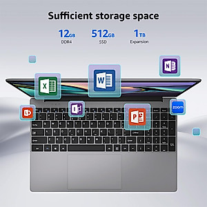 Maxsignage 15.6'' Laptop, Windows 11 Laptop Computer, 12GB DDR4 RAM 512GB SSD, Intel Celeron Quad Core Jasper Lake N5095, FHD IPS 1920x1080 Screen, Ultra Slim Lightweight, Numeric Keypad, Webcam