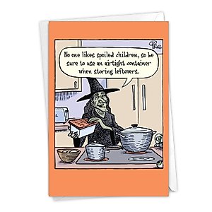 NobleWorks - 1 Funny Halloween Card with Envelope - Fun, Spooky, and Festive Notecard for Halloween - Spoiled Children C9475HWG