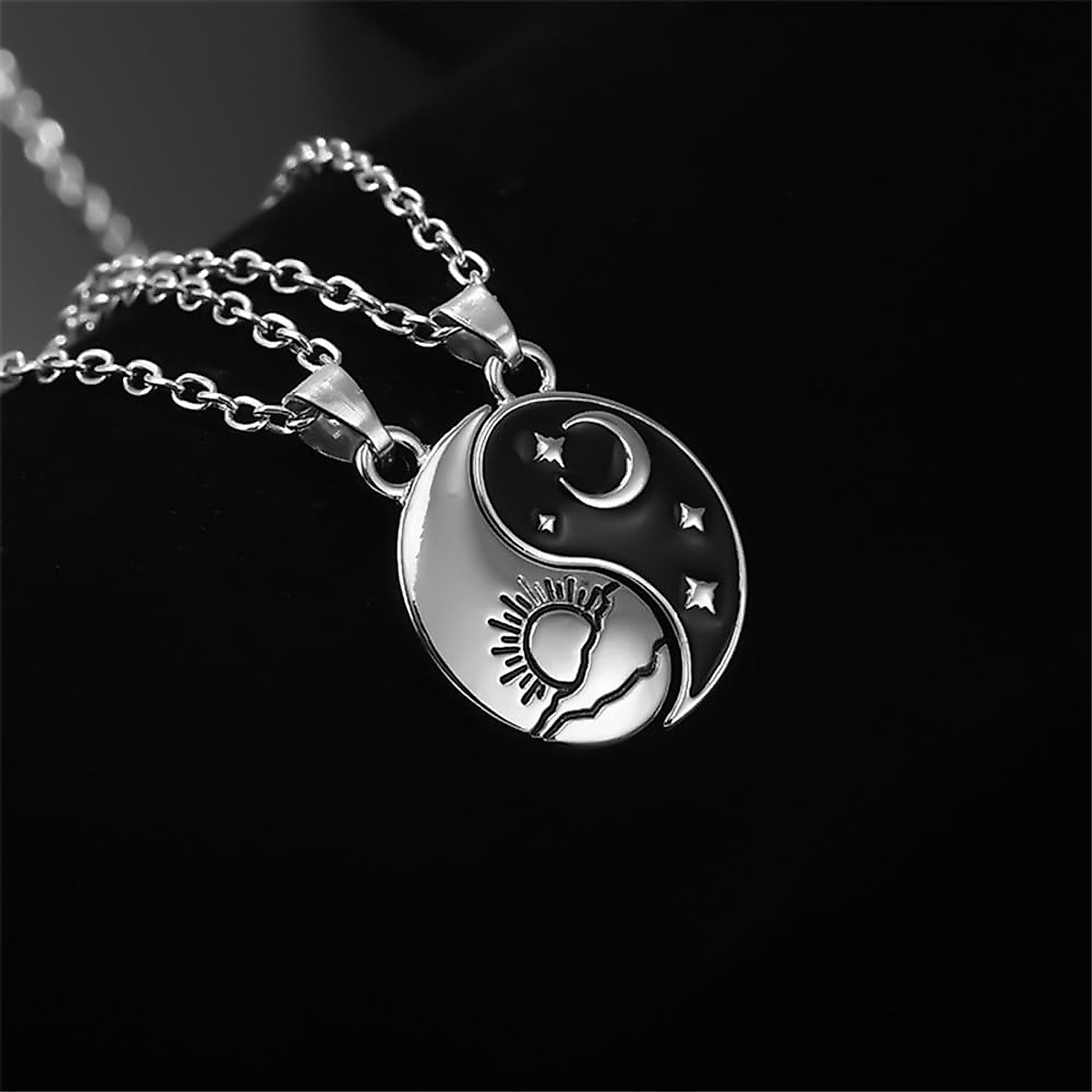 Sun Moon Necklace for Women Men Matching Tai Chi Yin Yang Necklace Best Friends BFF Necklace for 2 Teen Friendship Necklace Jewelry