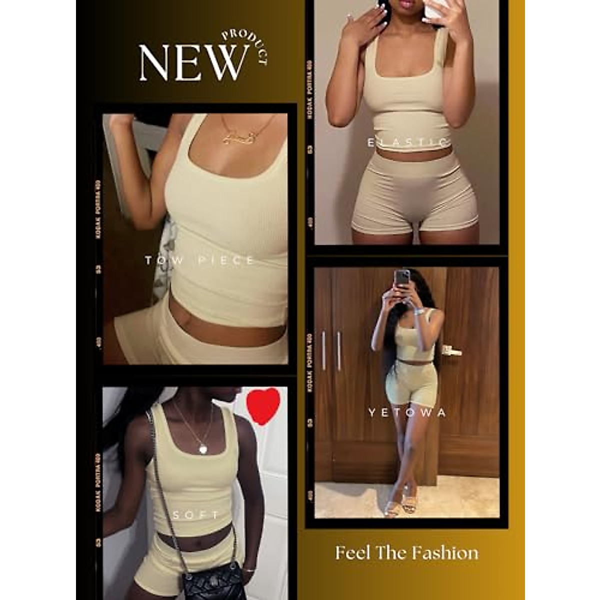 Women's 2 Piece Casual Workout Outfits Ribbed Knitted Yoga Tank Top High Waist Shorts Tracksuit Active Wear Set