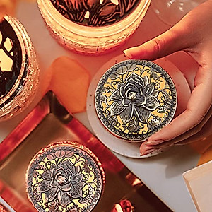 GORGECRAFT 2PCS Candle Cover Topper Lotus Scented Candles Cover Flowers lid Jar Candles Gold Red Alloy Candle Toppers Jar Shade Sleeves Accessories to Burn Evenly for Jar Candles Melt Space