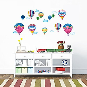 DECOWALL SG2-1301N2 12 Hot Air Balloons in The Sky Kids Wall Stickers Wall Decals Peel and Stick Removable Wall Stickers for Kids Nursery Bedroom Living Room d?cor