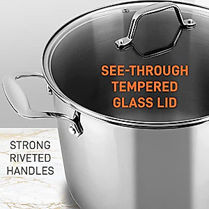 NutriChef 12-Quart Stainless Steel Stock Pot - 18/8 Food Grade Stainless Steel Heavy Duty Induction - Large Stock Pot, Stew Pot, Simmering Pot, Soup Pot with See Through Lid, Dishwasher Safe - NCSP21