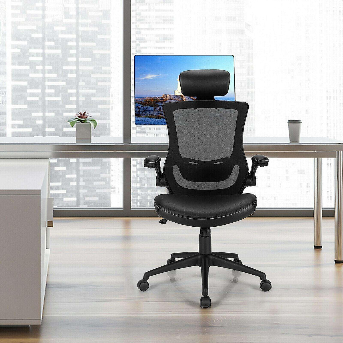 NJSV High Back Mesh Computer Chair Ergonomic Office Chair w/Flip-up Armrests Gaming Chair Office Chair Desk Chair Computer Chair Home Office Desk Chairs Gamer Chair Office Chairs