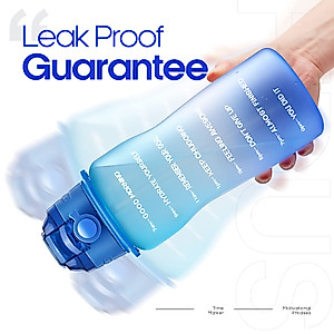 Fidus Large Half Gallon/64OZ Motivational Water Bottle with Paracord Handle & Removable Straw - BPA Free Leakproof Water Jug with Time Marker to Ensure You Drink Enough Water Daily