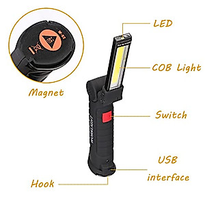LED Flashlight Portable USB Working Light Torch Lanterna Hanging Lamp