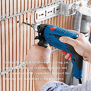 Countersink Drill Bit Set, 4Pcs Woodworking Chamfer High Speed Steel Countersink Drill Bits 3 4 5 6 mm with L-Shape Hex Wrench