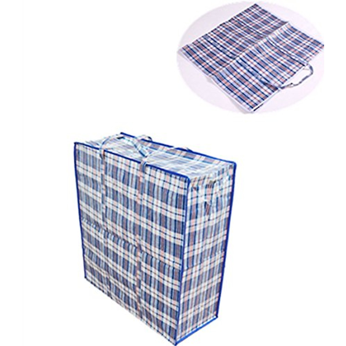 Stevenynn Set of 2 Large Laundry Moving Bags with Zipper and Handles!Size23x23x5.7/18x19x4.7 Great for Travel,Laundry,Shopping,Storage,Moving! (Blue)