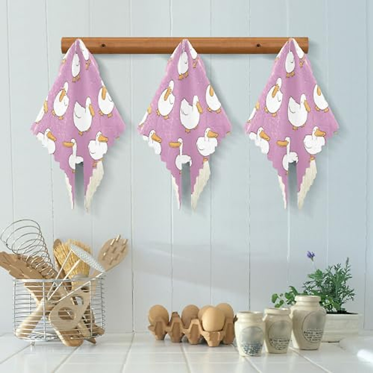 FRODOTGV Hand Drawn Cartoon Duck Car Cleaning Cloth Door Tea Towels Kitchen Printed Terry Dish Cloths for Kitchen Kitchen Hand Towels Coffee