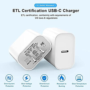 [Apple MFi Certified] 3 Pack iPhone 14 13 Fast Charger,20W PD USB C Wall Charger Adapter with 3 Pack 10FT Type C to Lightning Cable for iPhone 14/13/Pro Max/12/Mini/11/SE/XS/XR/X/8 and More-White