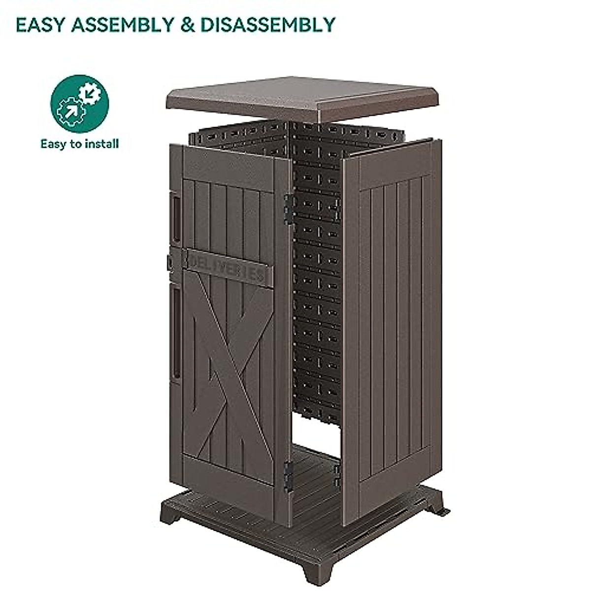 YITAHOME 60 Gallon Large Package Delivery and Storage Box with Lockable Secure, Double-Wall Resin Outdoor Package Delivery and Waterproof Deck Box for Porch, Curbside, 8.5 Cubic feet, Brown