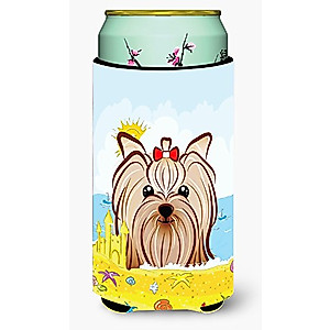 Caroline's Treasures BB2072TBC Yorkie Yorkishire Terrier Summer Beach Tall Boy Hugger Can Cooler Sleeve Hugger Machine Washable Drink Sleeve Hugger Collapsible Insulator Beverage Insulated Holder