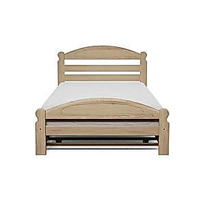 Arizona Twin Bed with Trundle Solid Pine Wooden Trundle Bed Hardwood Slats Support Unfinished Suitable for Boys Girls Kids Bedroom Single Wooden Bed Frame