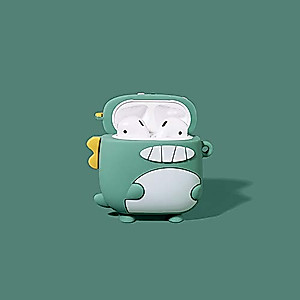 Compatible with Airpods Case, Silicone 3D Cute Animal Penguin Chicken Duck Reindeer Piggy Fun Cartoon Character Airpod Cover, Kawaii Funny Fashion Cool Design Skin (AirPods 1,2, Pink Dinosaurs)