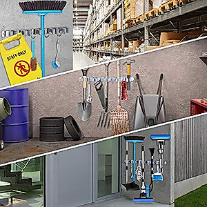 Saxhorn Broom Holder Wall Mount, Mop Holder Organizer Wall Mounted Broom Hanger for Home, Kitchen, Garden, Garage, Laundry Room Organization and Storage(5 Racks 4 Hooks)